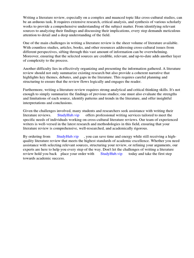 Cross-Cultural Literature Review | PDF | Cross Cultural Communication ...