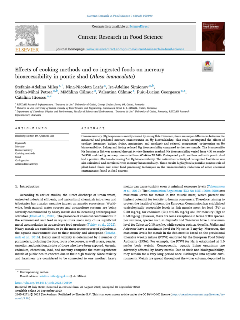 Milea SA - Effects of Cooking Methods and Co-Ingested Foods On Mercury ...