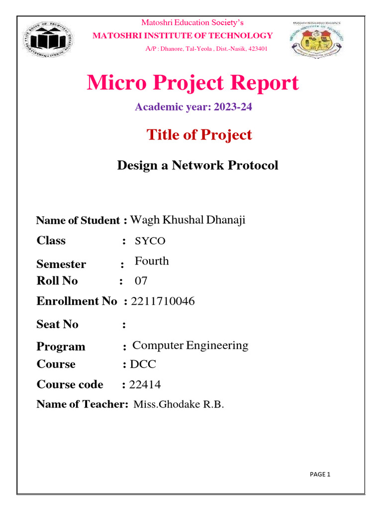 Micro Project Report | PDF | Computer Network | Routing