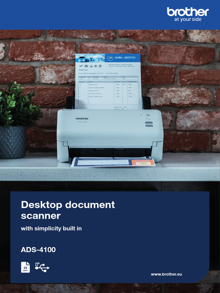 Brother ADS-4100 Datasheet | PDF | Image Scanner | Computer Engineering
