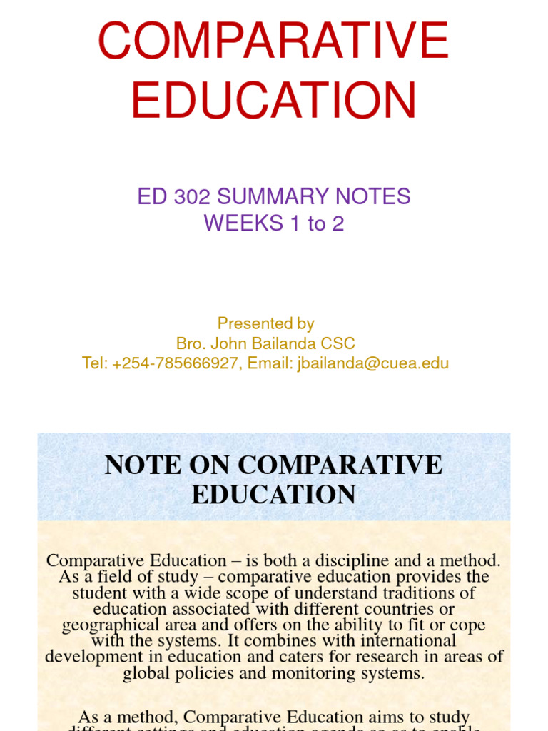 Comparative Education Overview: ED 302 Notes | PDF | Science | Social ...
