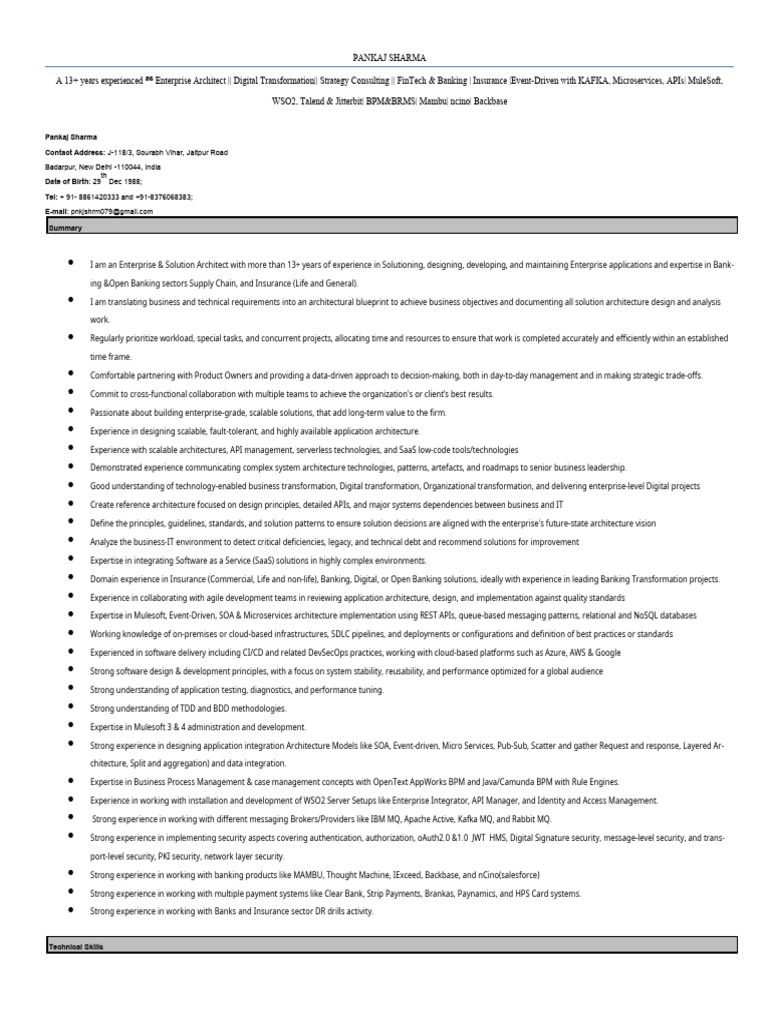 Pankaj Sharma Resume (Mulesoft) | PDF | Cloud Computing | Business ...