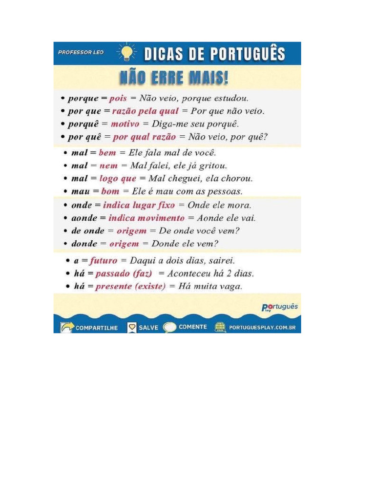 Dicas de Português - não erre mais | PDF