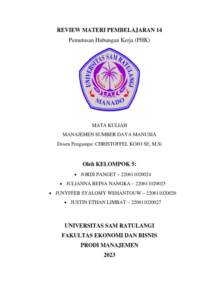 Kelompok 5 MSDM - Review Materi Pembelajaran 14 | PDF