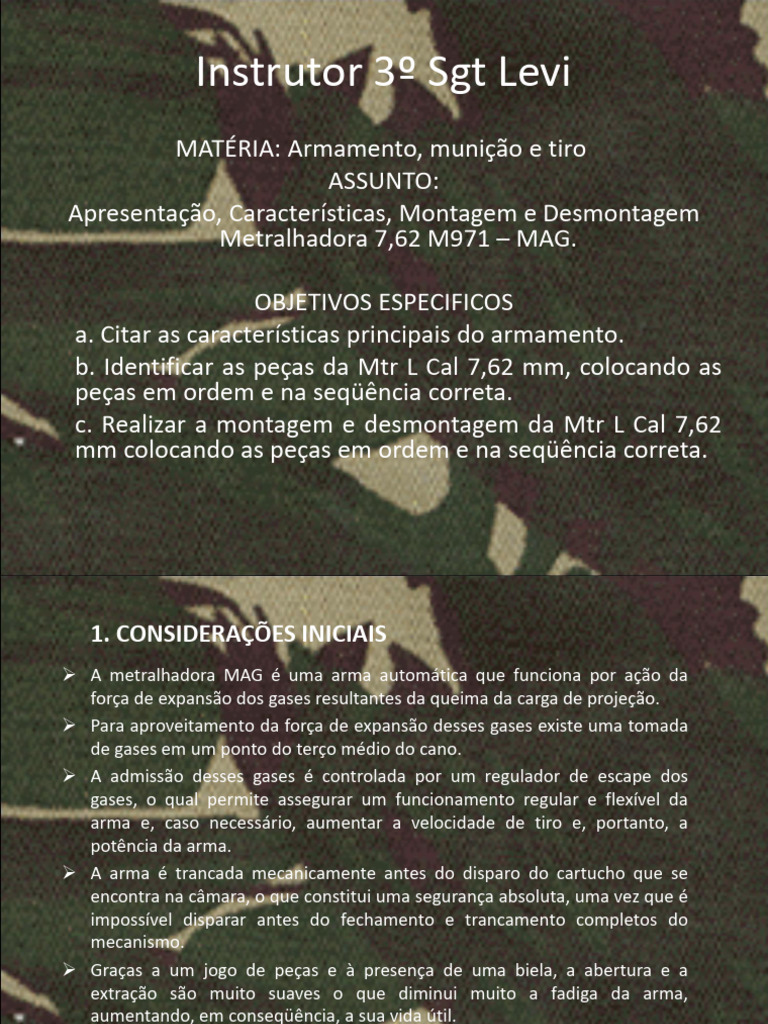 Manual da Metralhadora MAG 7,62 mm | PDF | Metralhadora | Cartucho ...