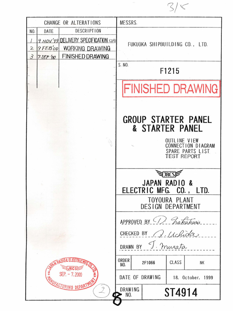 8 Finished Drawings - Group Starter Panel & Starter panel | PDF