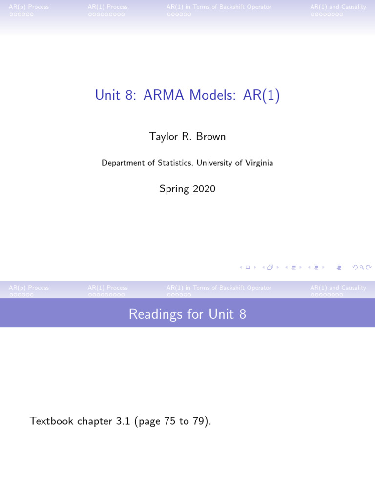 Unit 8 | PDF | Autoregressive Model | Time Series