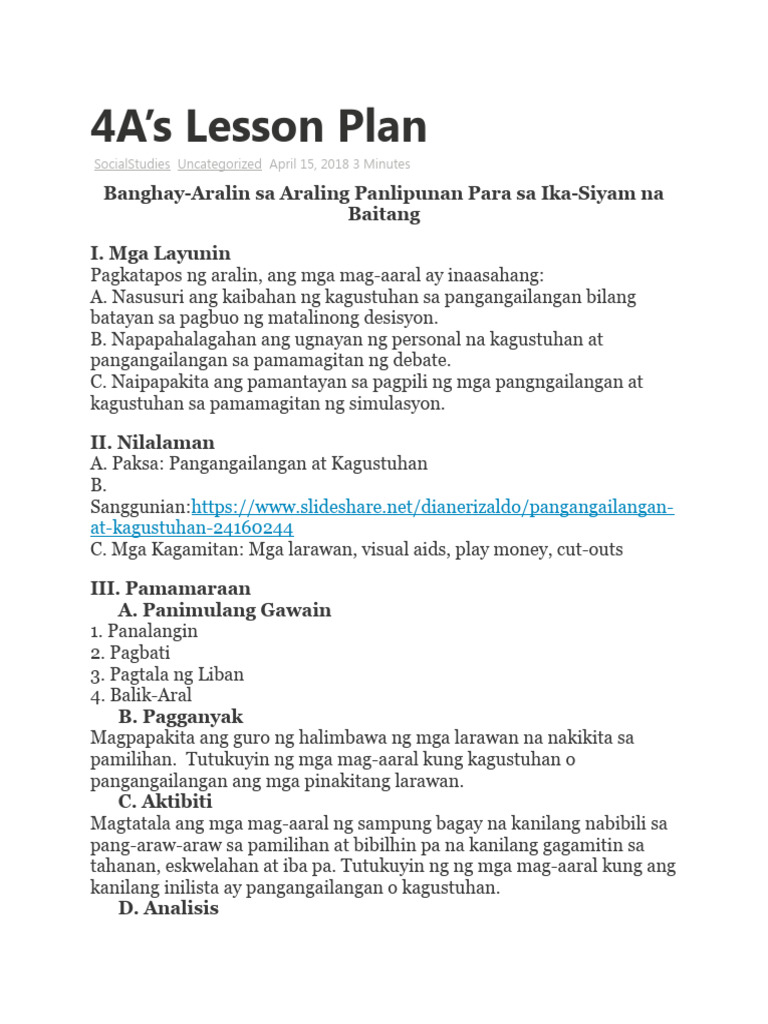 4As-Lesson-Plan-in-AP | PDF