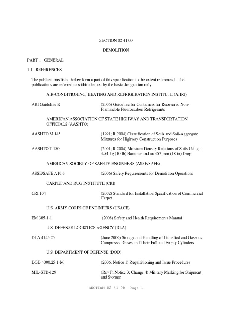 09-Specification-Section-02 41 00 Demolition | PDF | Electrical Wiring | Waste