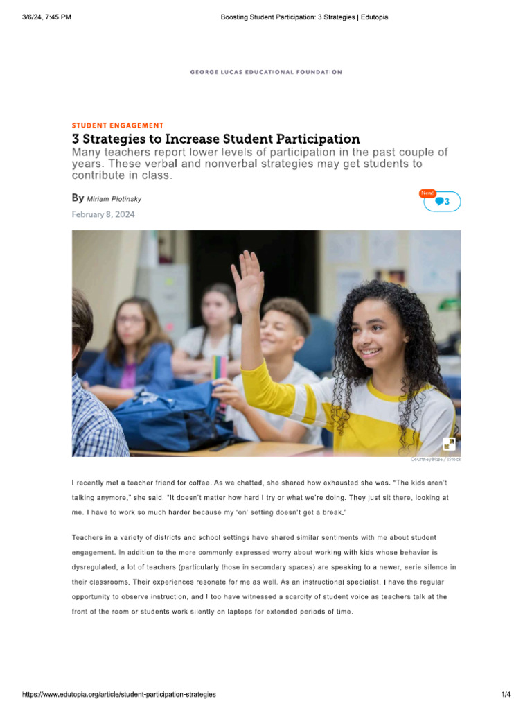 3 Strategies To Increase Student Participation | PDF