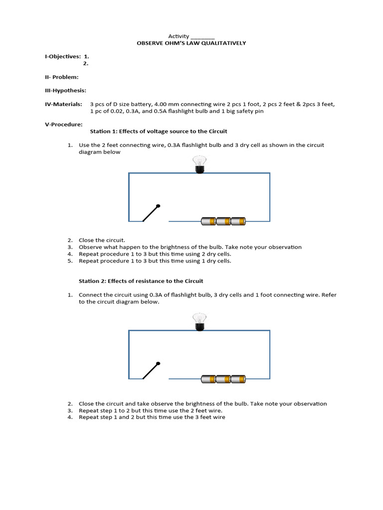 Activity - Ohms Law | Download Free PDF | Electrical Network | Flashlight