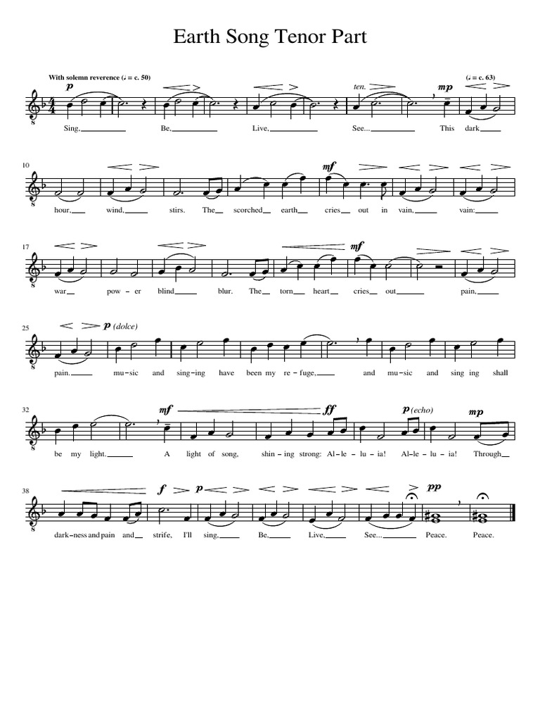 Earth Song Tenor Part | PDF