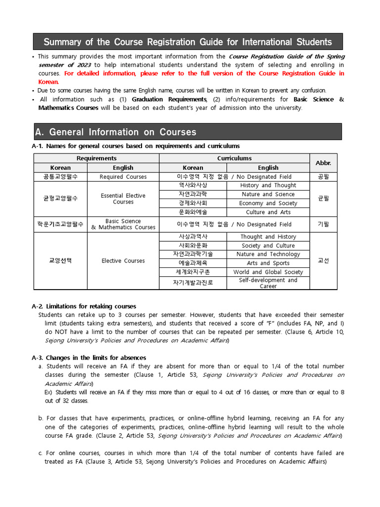 Summary of Course Registration Guide for International Students_English ...