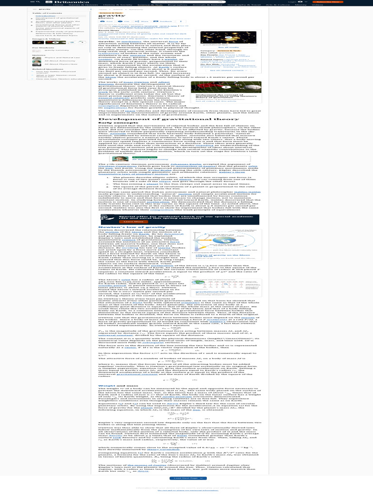 Gravity - Definition, Physics, & Facts - Britannica | PDF | Force | Mass