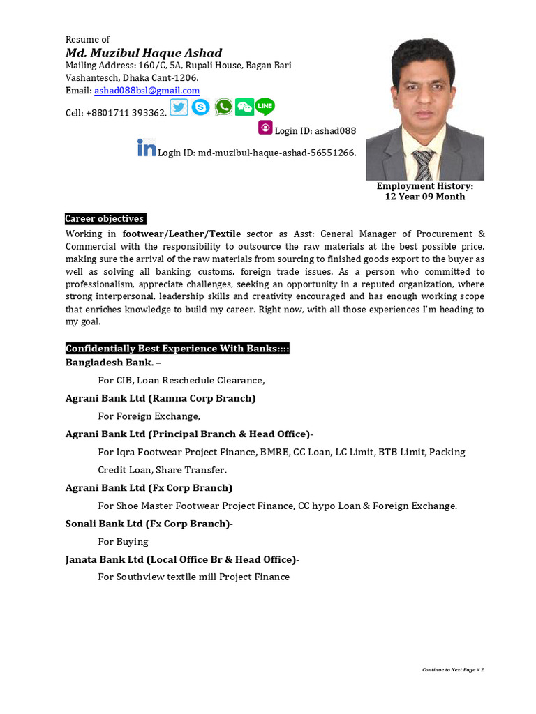 Resume of M. H. Ashad | PDF | Cargo | Bill Of Lading