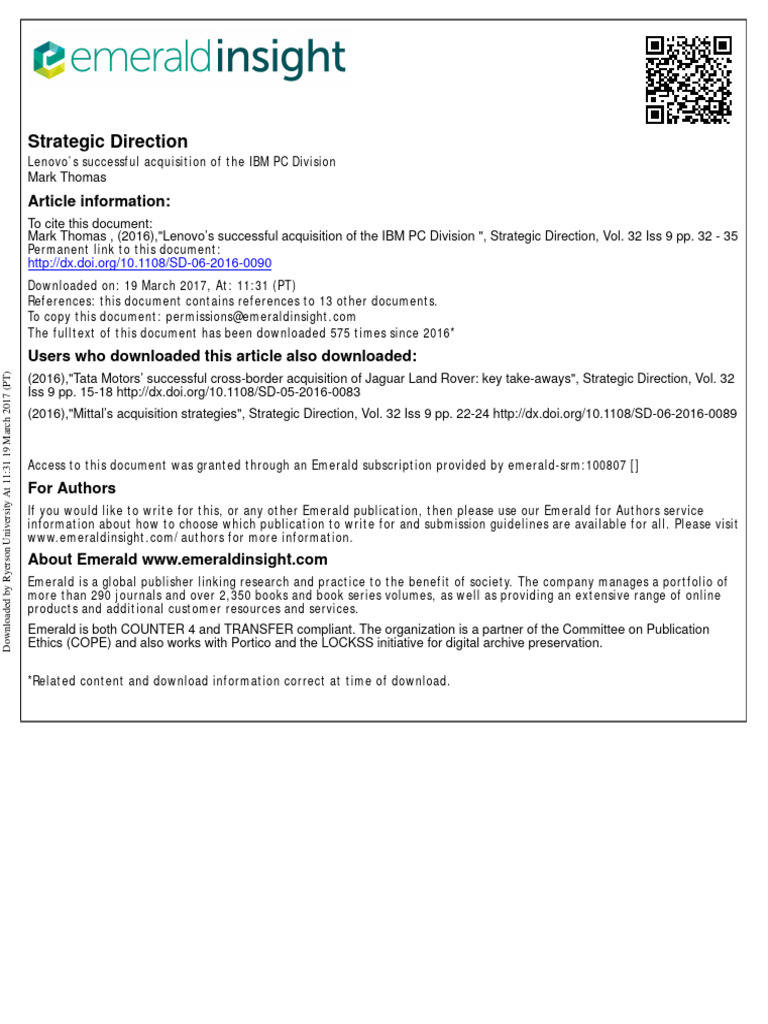 Lenovo's Successful Acquisition of The IBM PC Division | PDF | Lenovo | Ibm