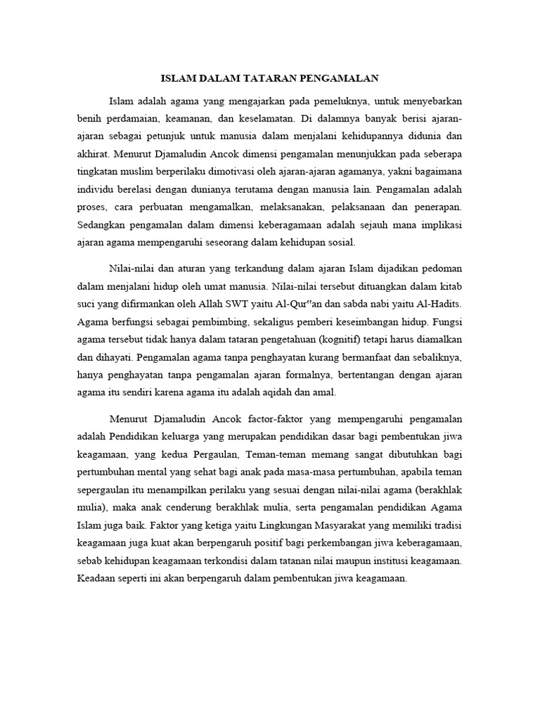 Pengamalan Ajaran Islam dalam Kehidupan | PDF