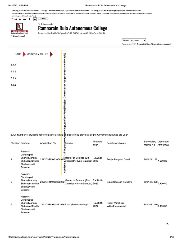 Ruia Autonomous College Mumbai | PDF