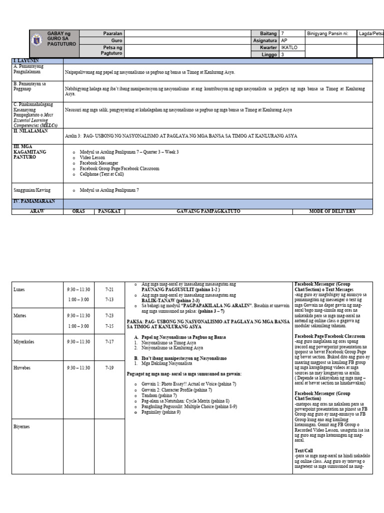 Gabay Sa Guro-Q3-W3 | PDF