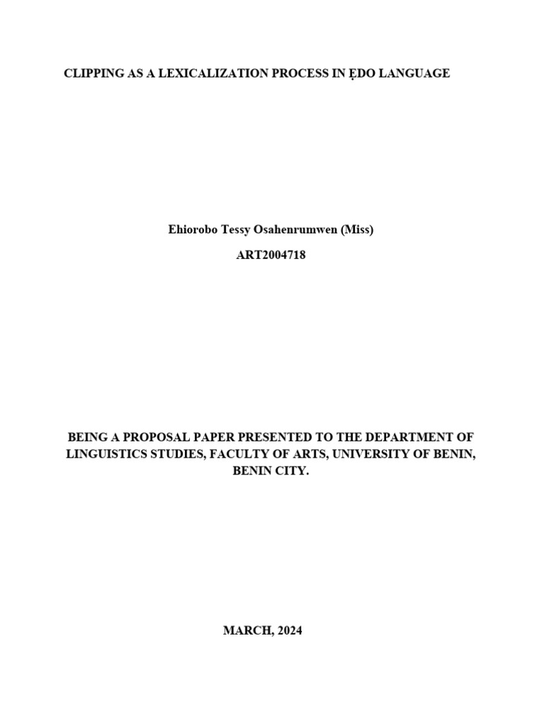 Clipping As A Lexicalisation Process in EDO | PDF | Morphology ...