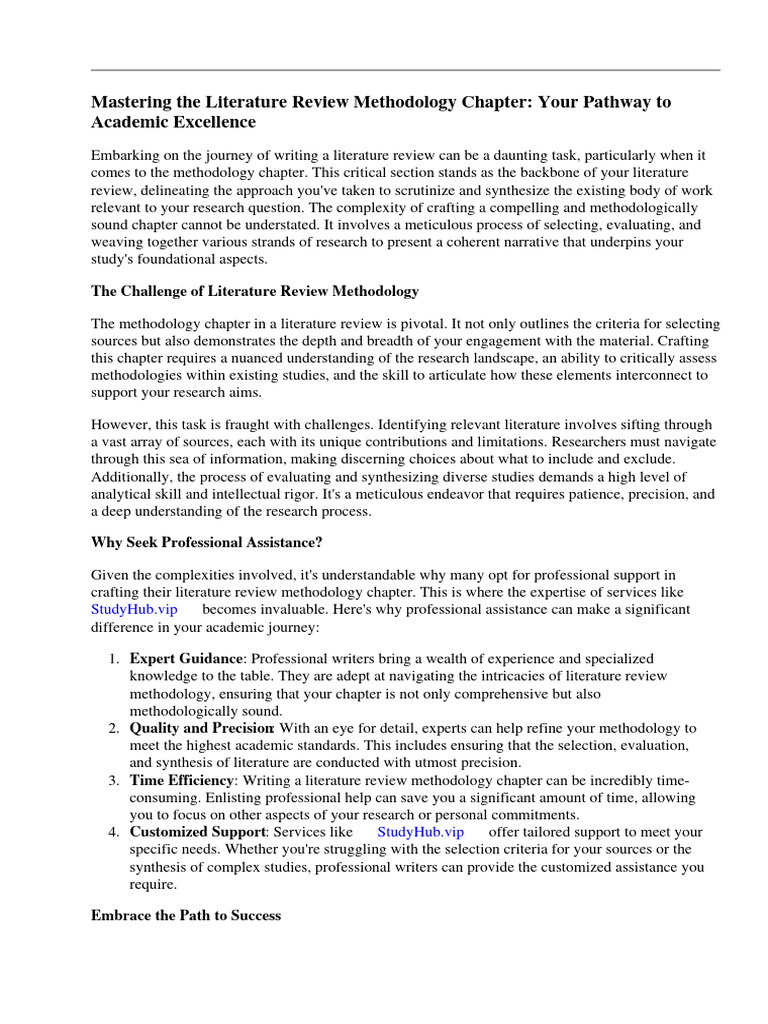 Literature Review Methodology Chapter | PDF | Methodology | Systematic ...
