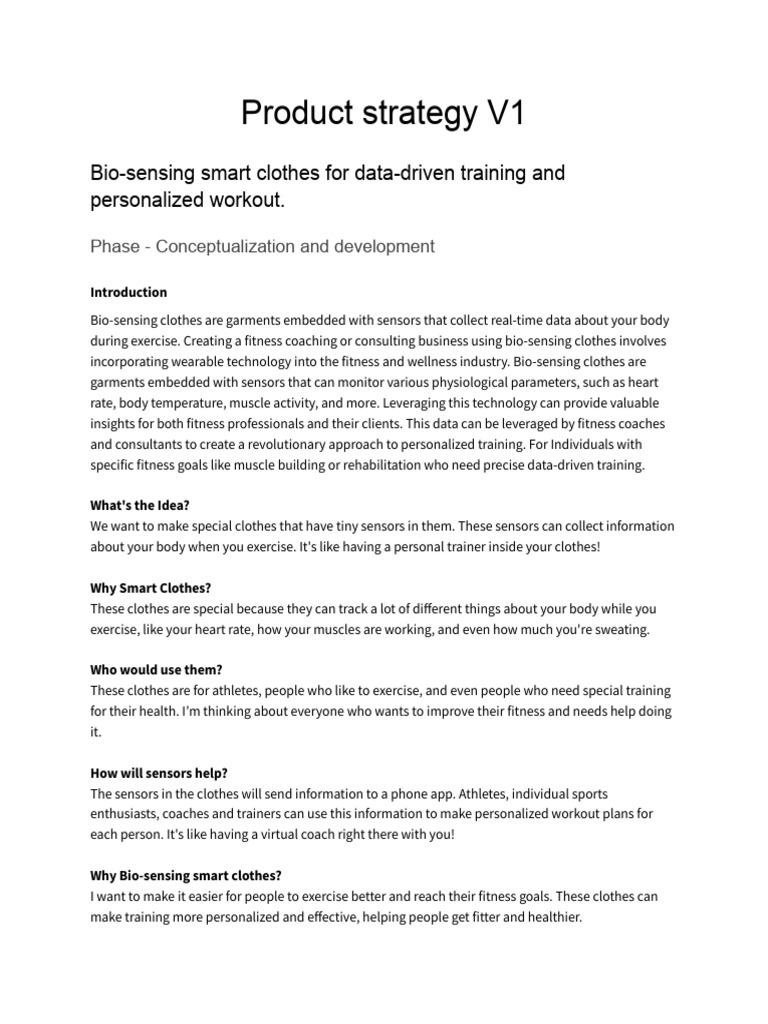 Product strategy example | PDF | Wearable Technology | Physical Fitness