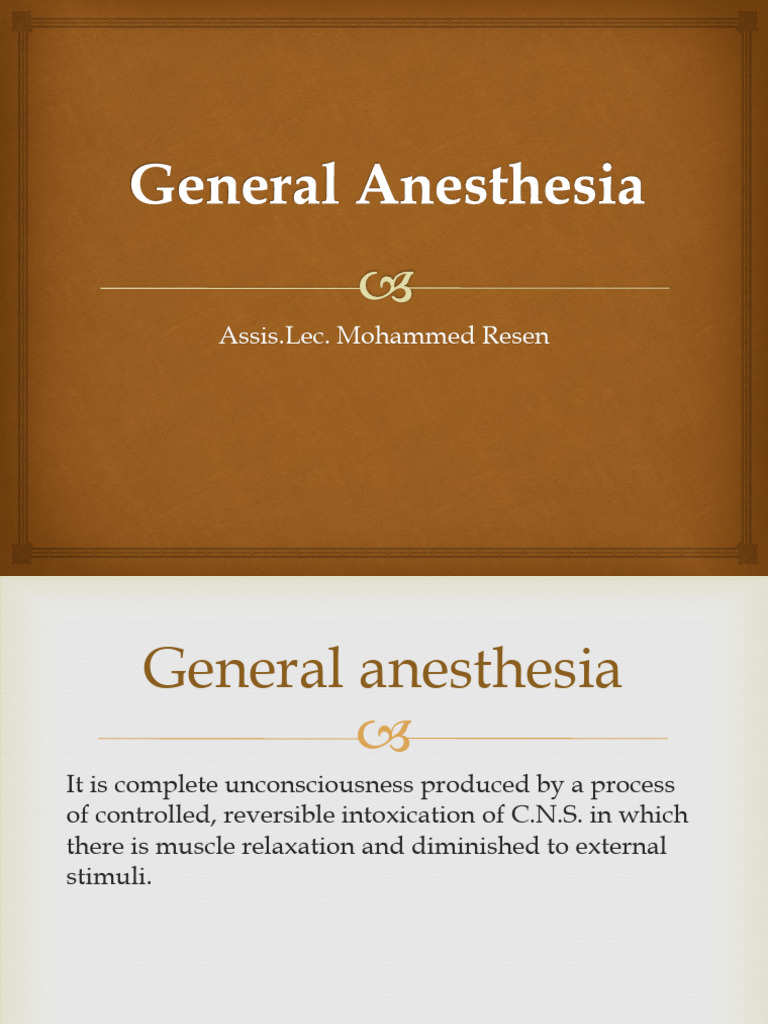 Assis - Lec. Mohammed Resen | PDF | Anesthesia | Medical Specialties
