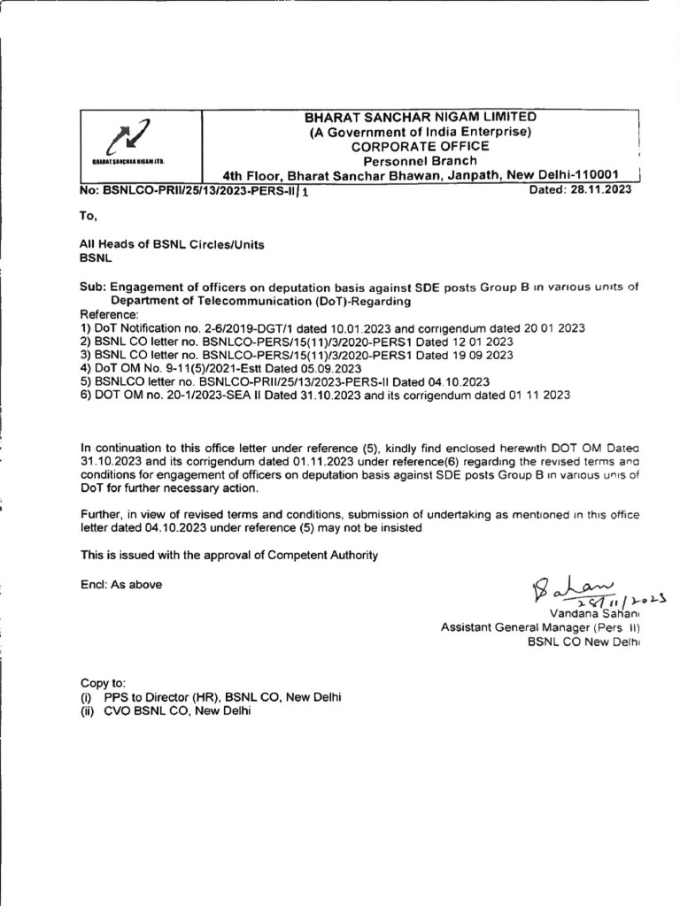 Terms for Group B & C Deputation in DOT | PDF | Pension | Salary