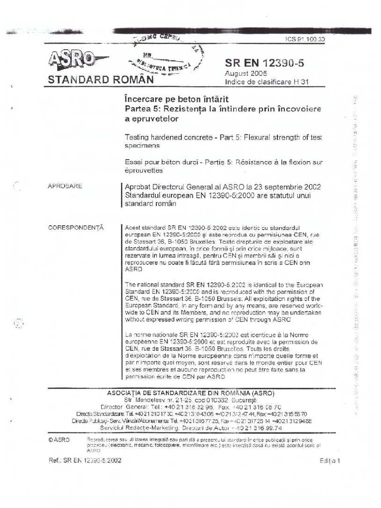SR 12390-5-2005 - Incercari Pe Beton Intarit - Rezistenta La Intindere ...