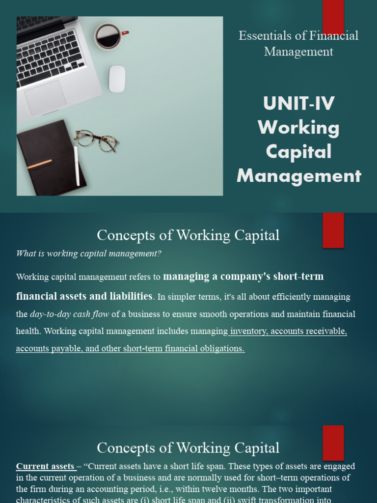 UNIT-4 WCM | PDF | Working Capital | Financial Capital