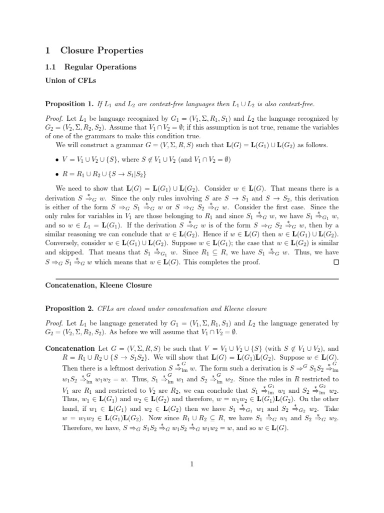 Closure CFL | PDF | Theoretical Computer Science | Grammar