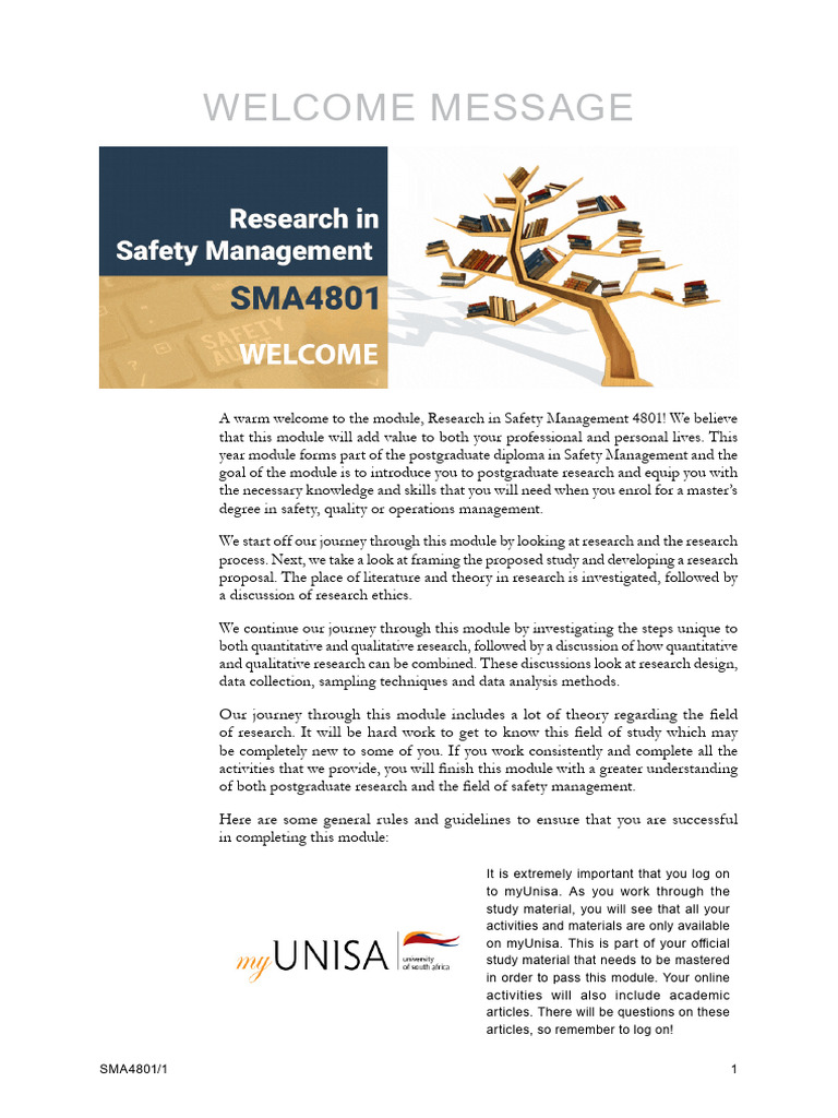 SMA4801_WELCOME MESSAGE | PDF | Qualitative Research | Quantitative Research