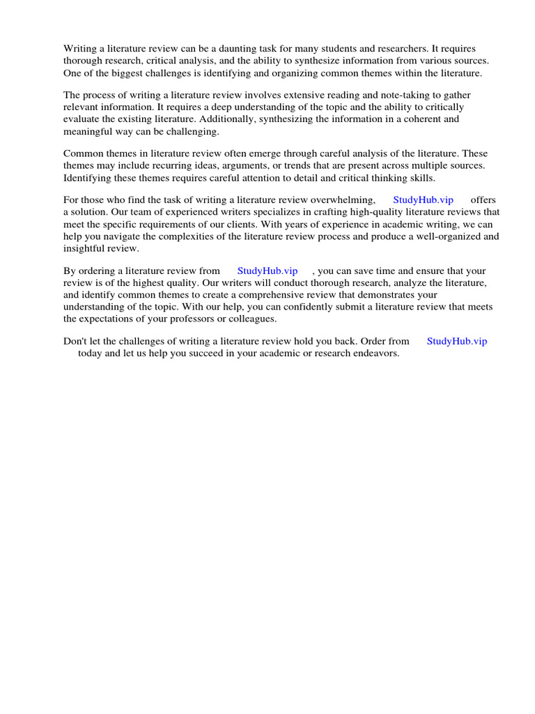 Common Themes in Literature Reviews | PDF | Critical Thinking ...