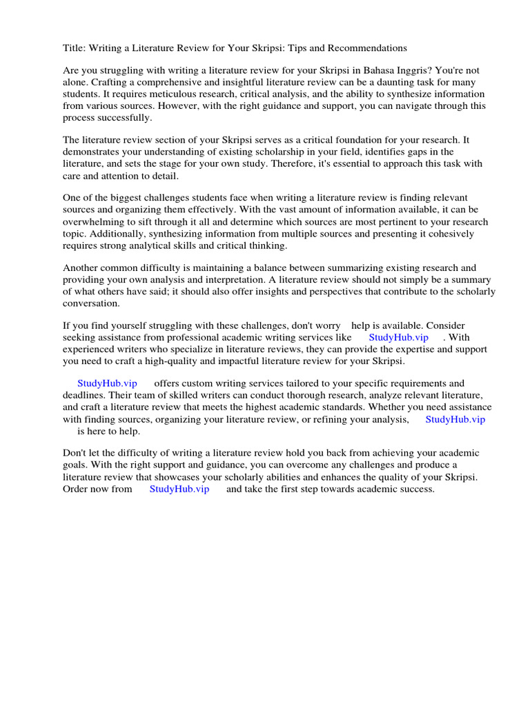 Contoh Literature Review Skripsi Bahasa Inggris | PDF | Critical ...