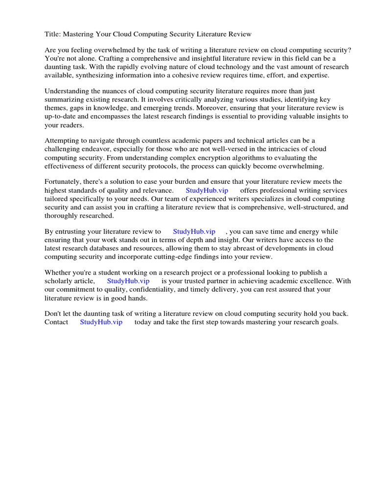 Cloud Computing Security Literature Review Pdf Cloud Computing Security