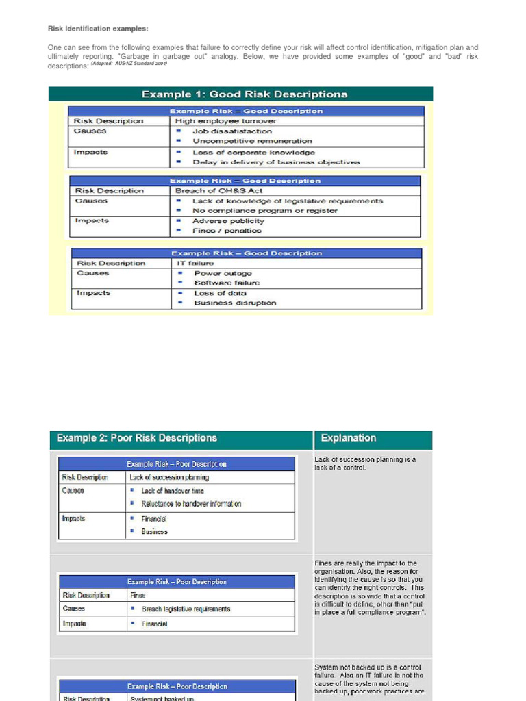 Example Risk Identification | Download Free PDF | Risk | Procurement