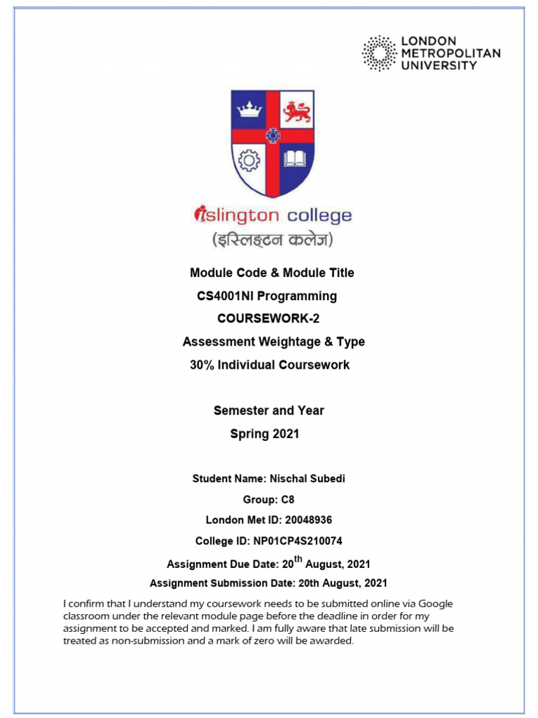 Nischal Subedi | PDF | Method (Computer Programming) | Data Type