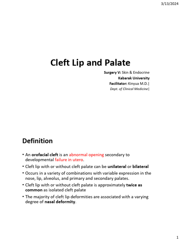 Cleft Lip and Palate | PDF | Human Nose | Face