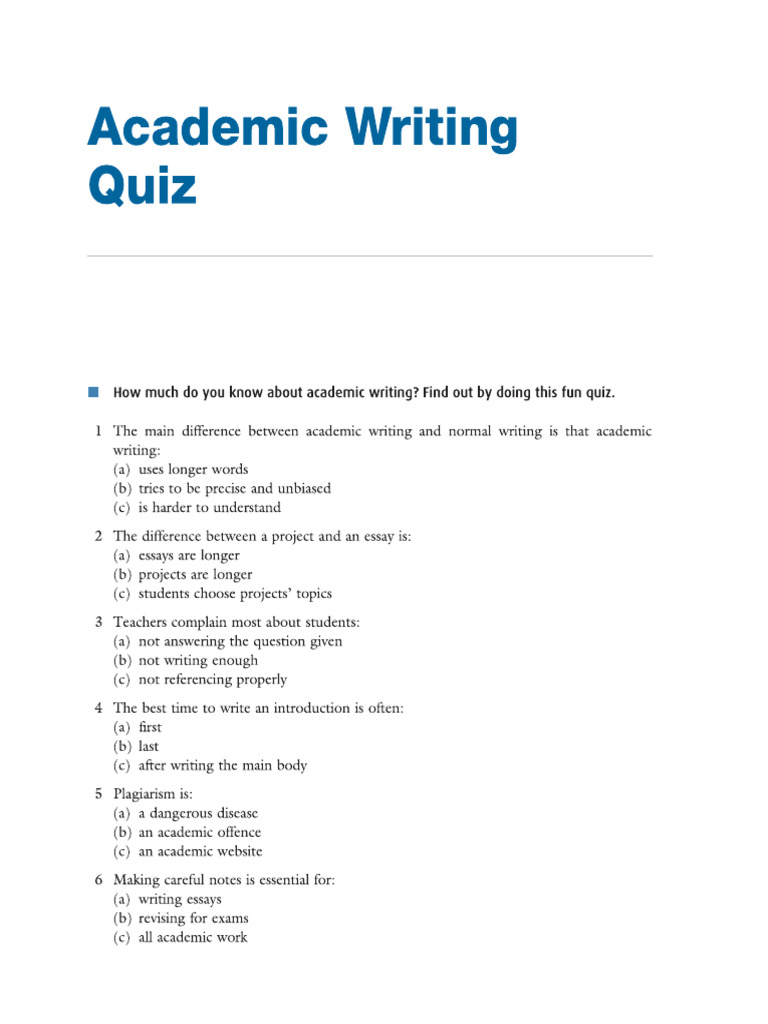 Introduction to AL - Activity 2 (Slide 19) Academic Writing Quiz Test | PDF