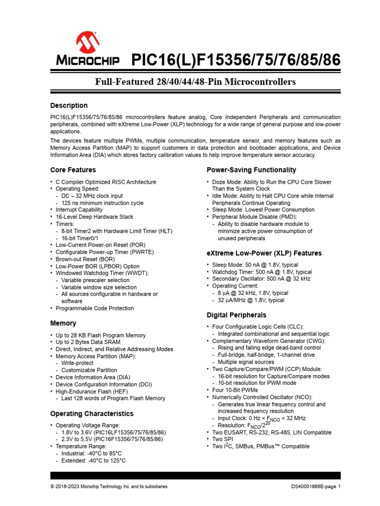 PIC16F15356 Microchip | PDF | Computer Hardware | Computing