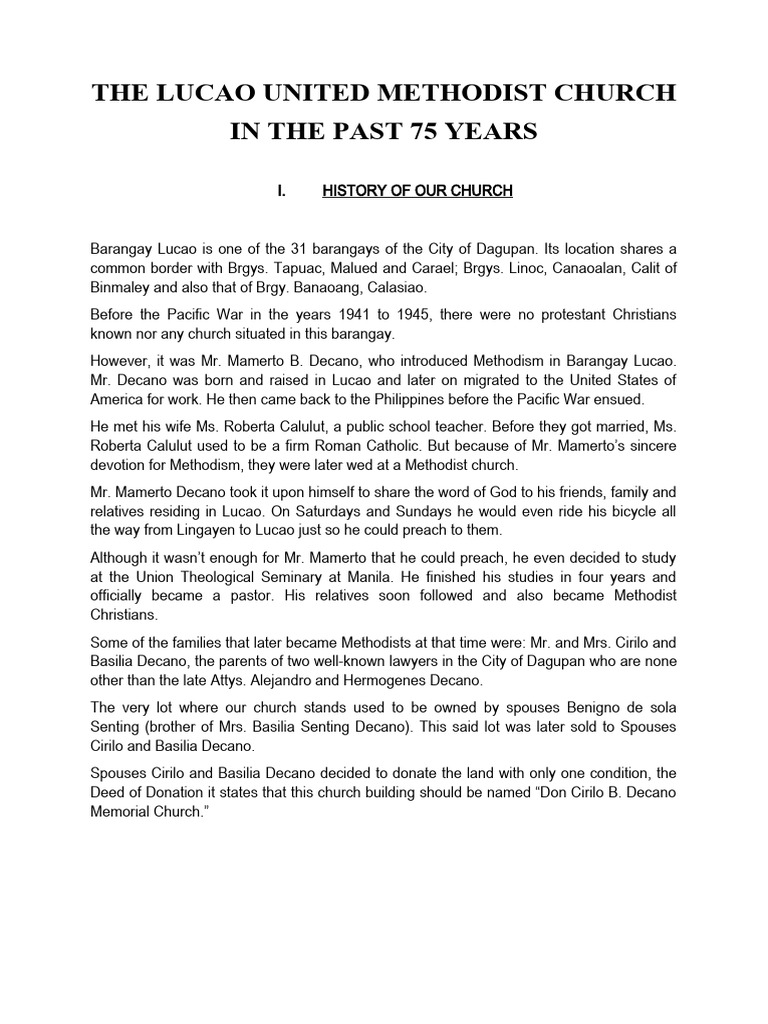 Lucao Umc History | PDF | Methodism | United Methodist Church