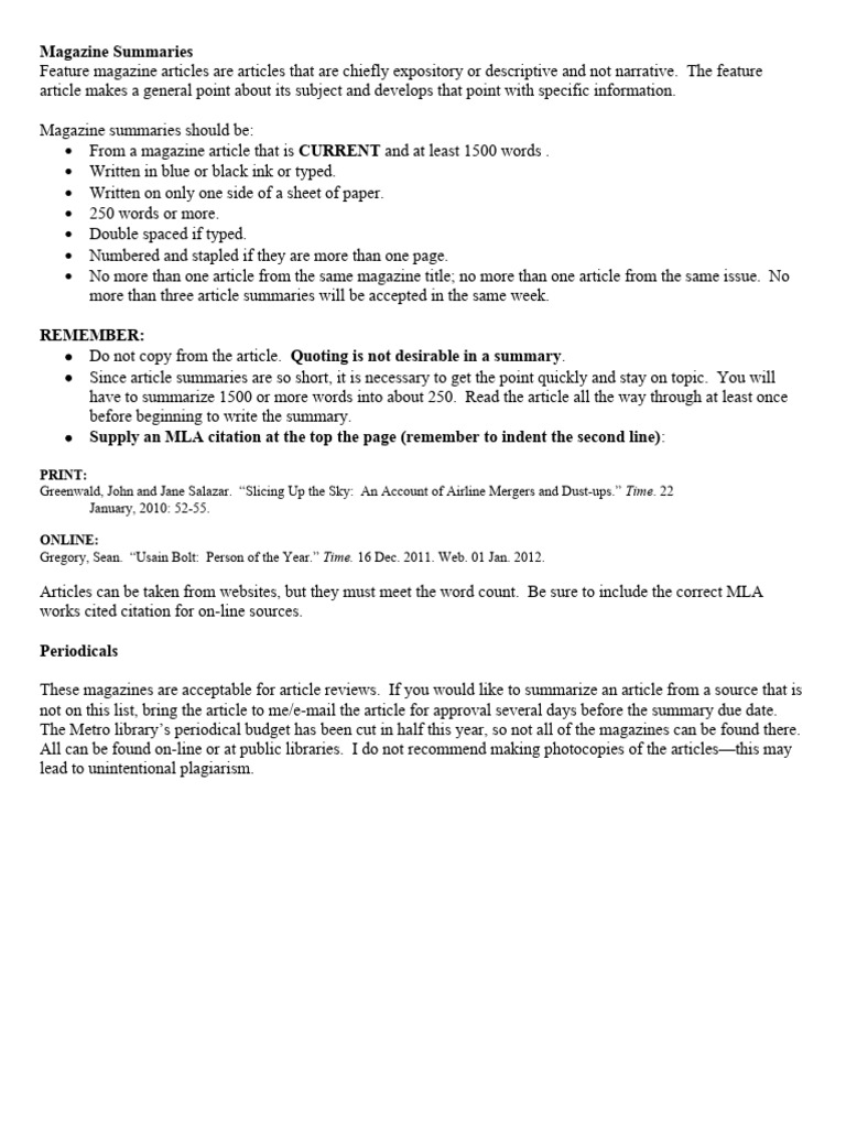 Magazine Summaries | PDF | Magazines | Publishing