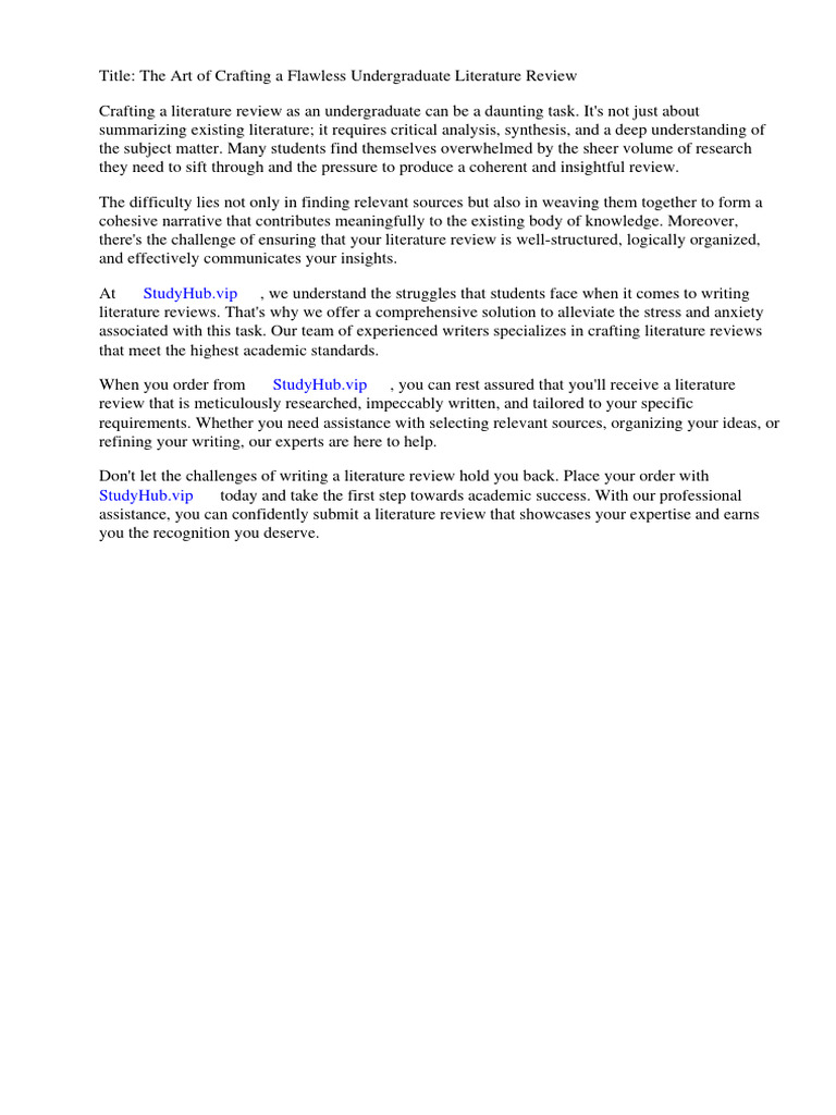 Undergraduate Literature Review Guide | PDF | Methodology | Literature ... Undergraduate Literature Review Guide | PDF | Methodology | Literature ...