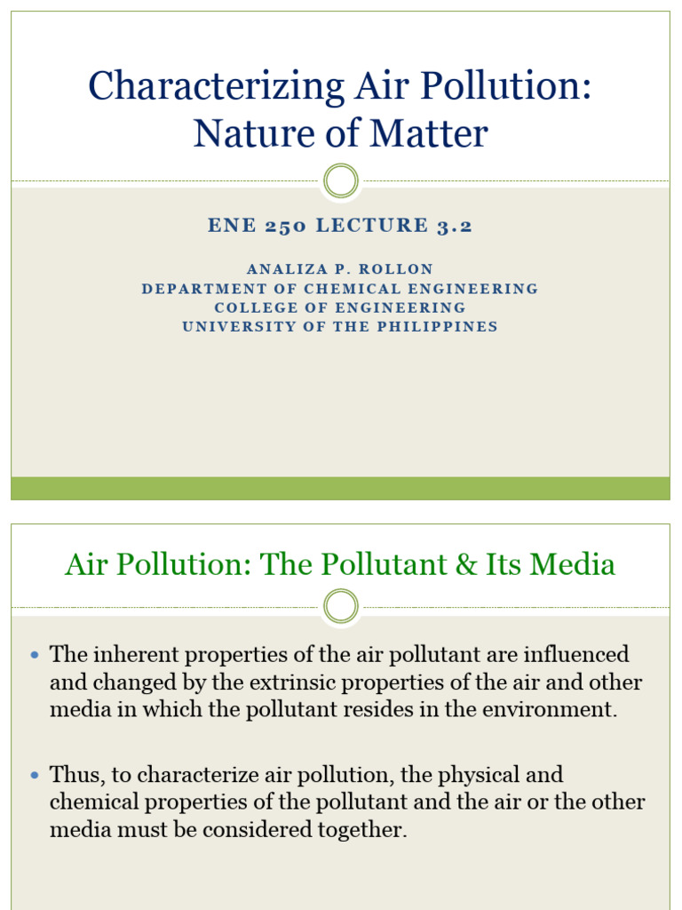 EnE 250 Air Quality Management and Pollution Control Lecture 03 - 2 ...