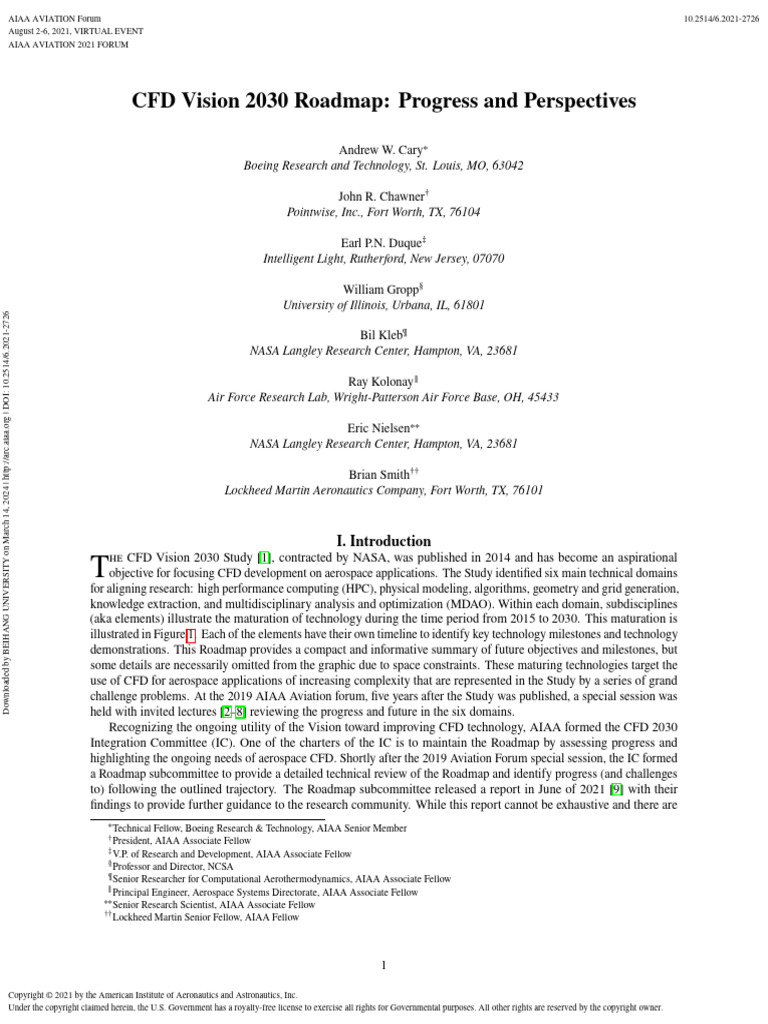 Cary Et Al - 2021 - CFD Vision 2030 Road Map | PDF | Graphics ...