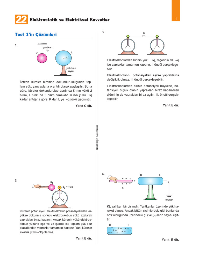 22 Â Elektrostatik Ve Elektriksel Kuvvetler | PDF