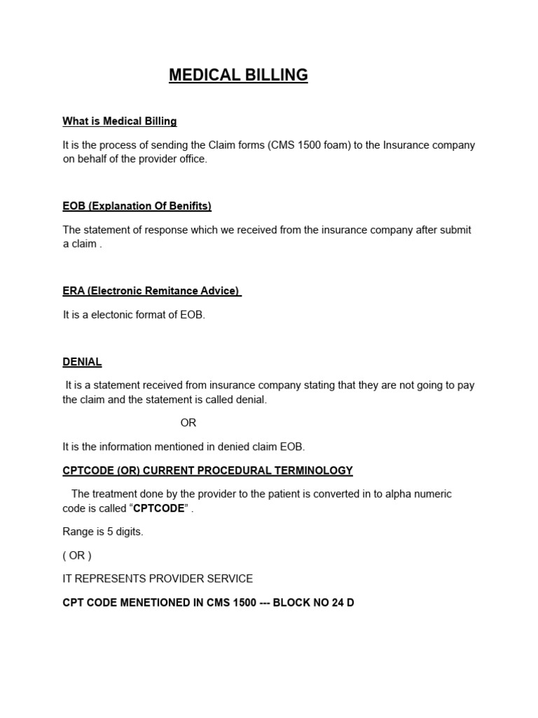 Basic Medical Billing and Imp Questions. | PDF | Medicare (United ...
