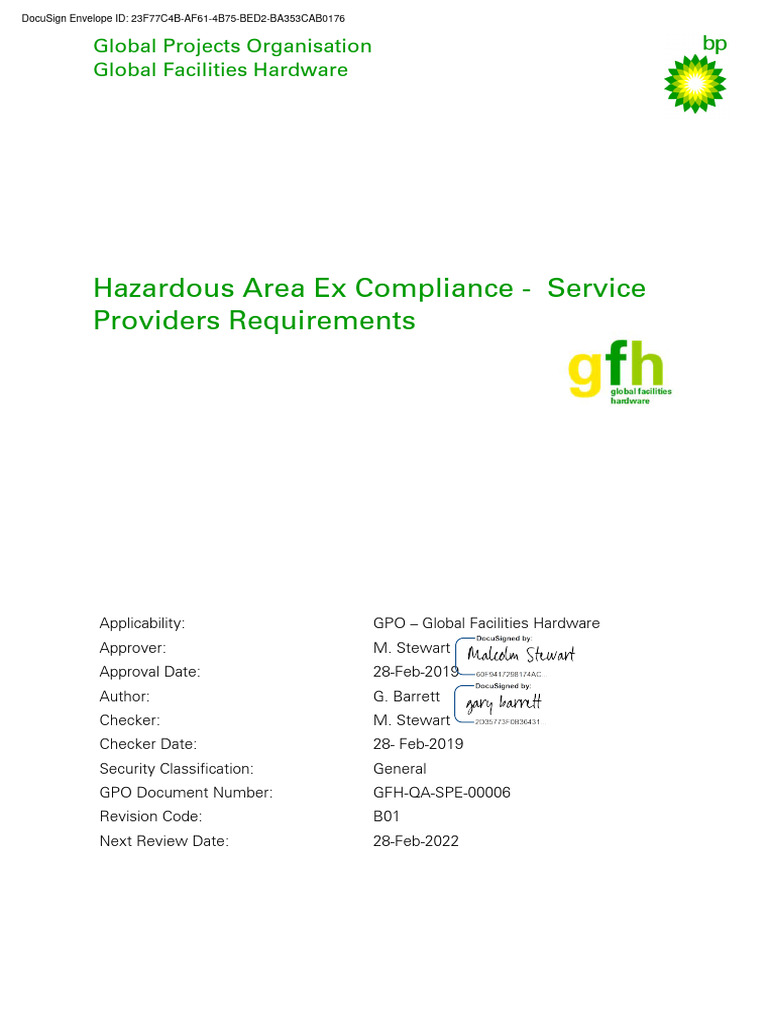GFH-QA-SPE-00006 - B01 Hazardous Area Ex Compliance - Quality Services Providers Requirements ...