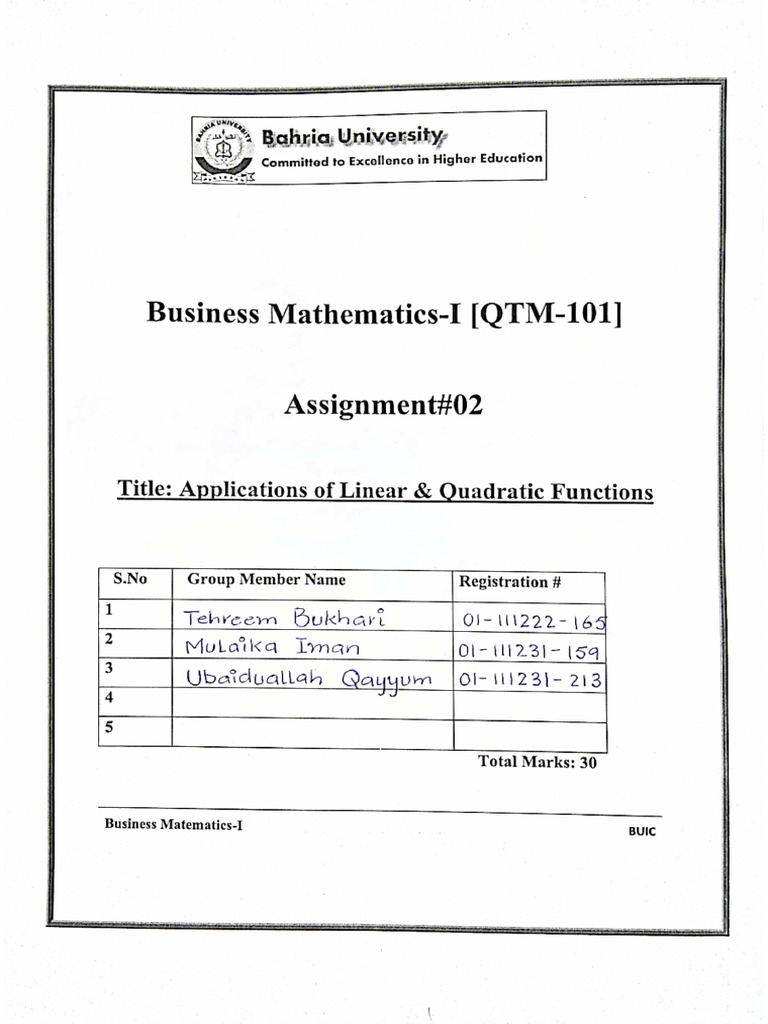 Applications of Linear & Quadratic Equations | PDF
