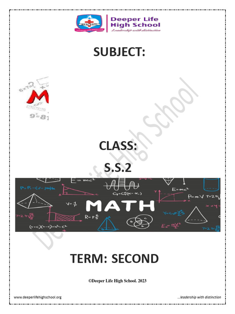 Ss 2 Mathematics Second Term e Note | PDF | Circle | Trigonometric ...